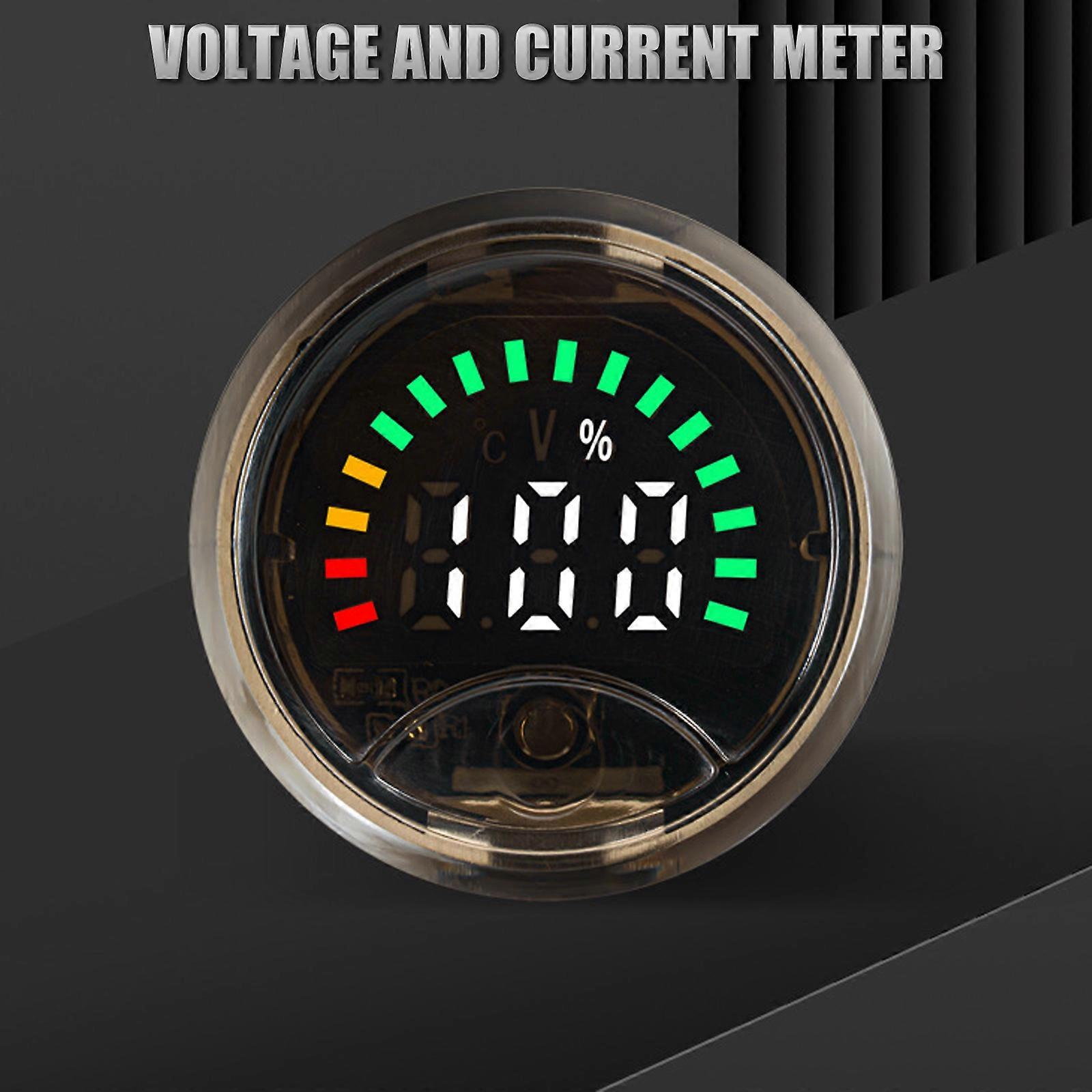 Round Digital Voltmeter Ammeter LED Display Circular Voltages & Charge ...