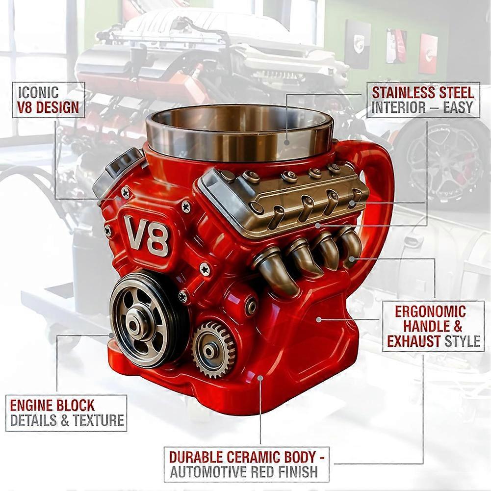 15oz Retro Engine Mug - 3D Mechanical Coffee Cup, Vacuum Insulated ...