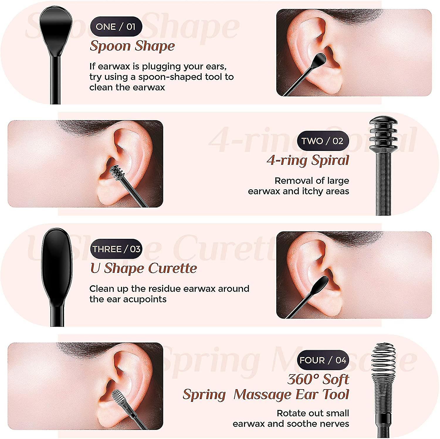 Ear Wax Removal Kit, 6-in-1 Ear Pick Tools Reusable Ear Cleaner | Fruugo UK