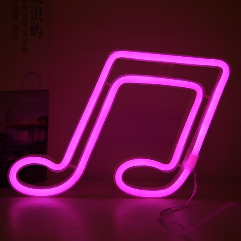 Led Neon Sign Music Note Shaped Wall Night Light Usb Battery Operated ...