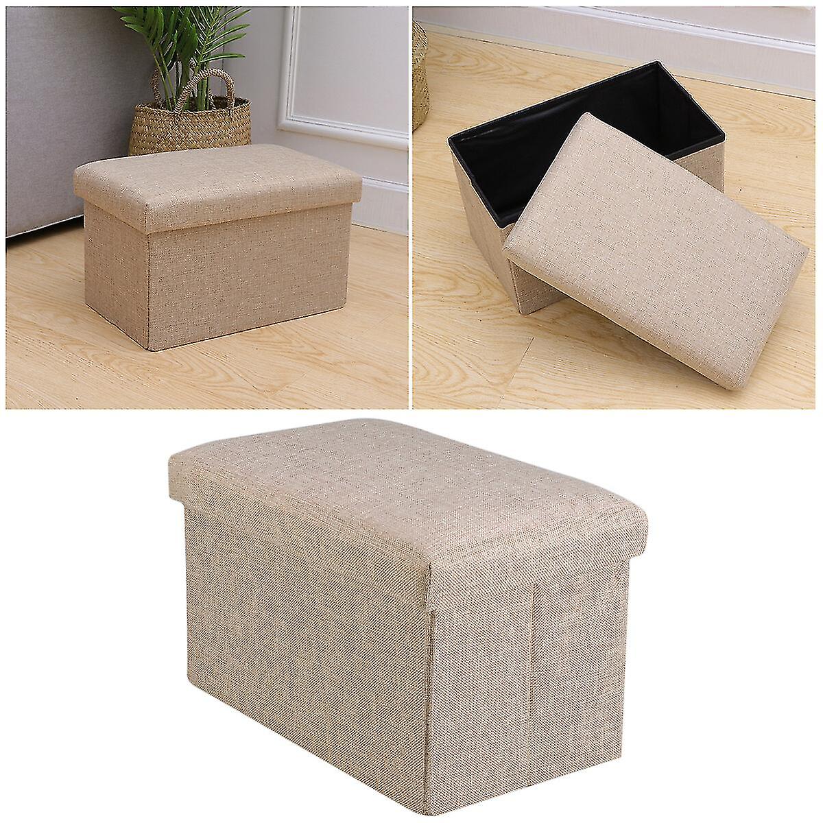 Foldable Storage Ottoman With Folding Toy Chest Storage Box Linen ...
