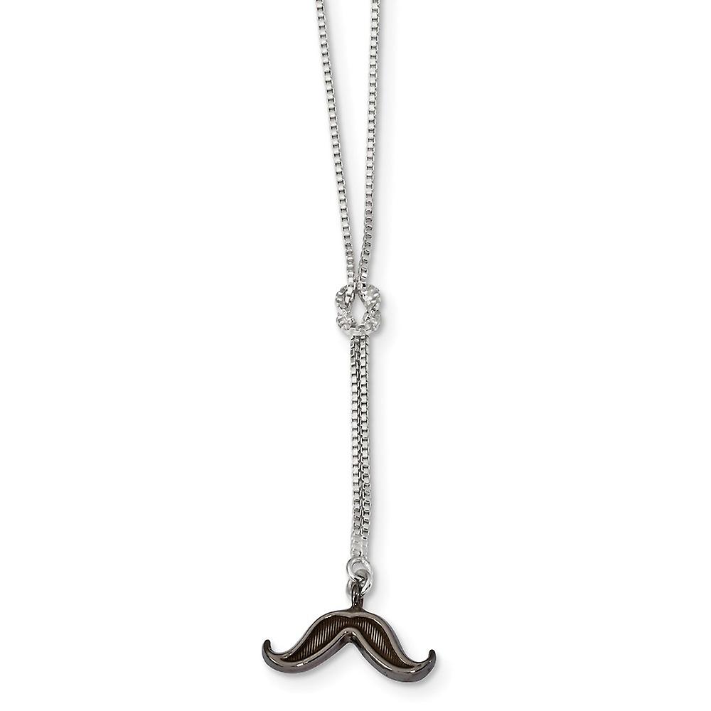 925 Sterling Silver and Ruthenium Plated Mustache Necklace 18 Inch ...