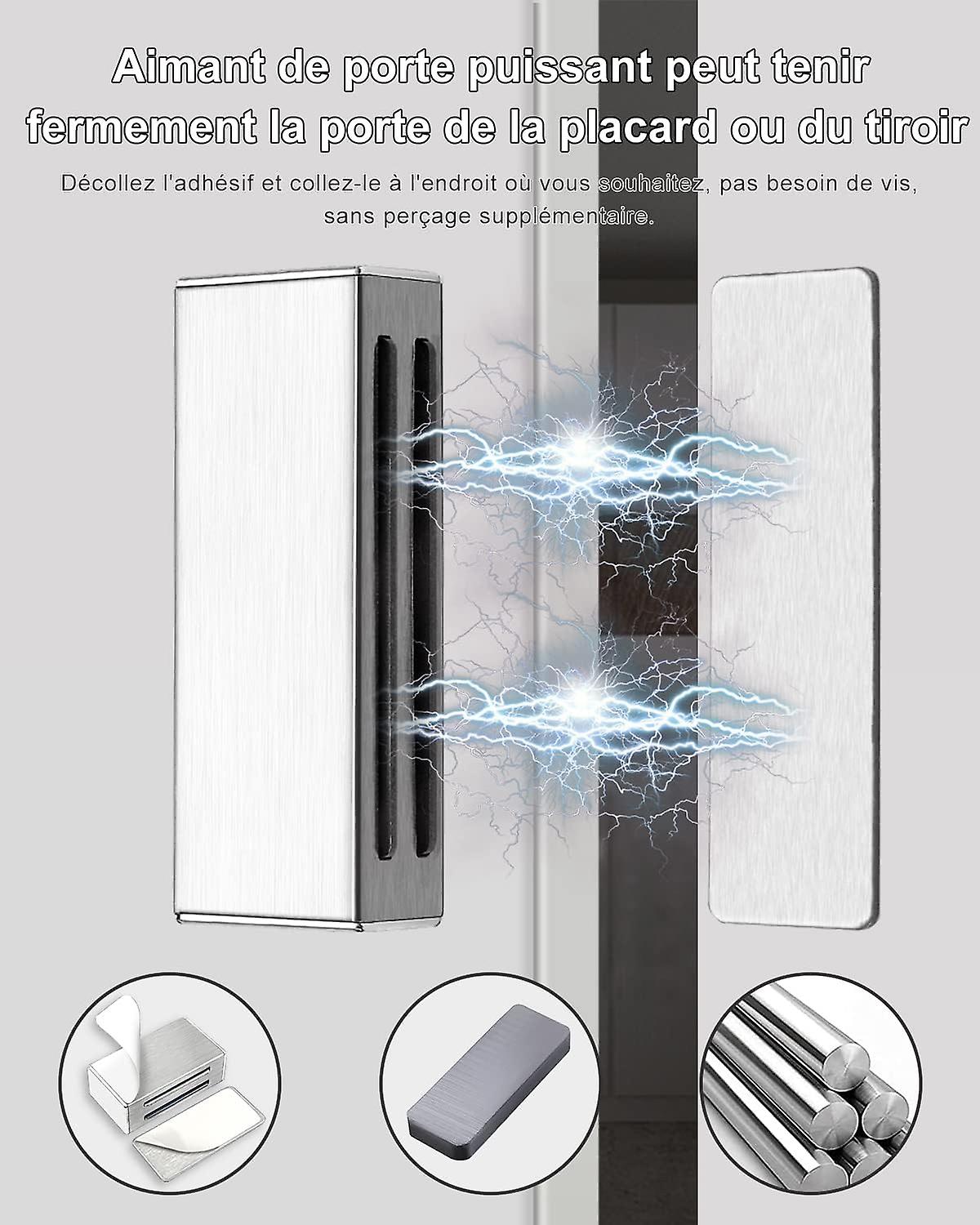 Powerful Adhesive Cupboard Door Magnet Set of 2 Magnetic Door Latches ...