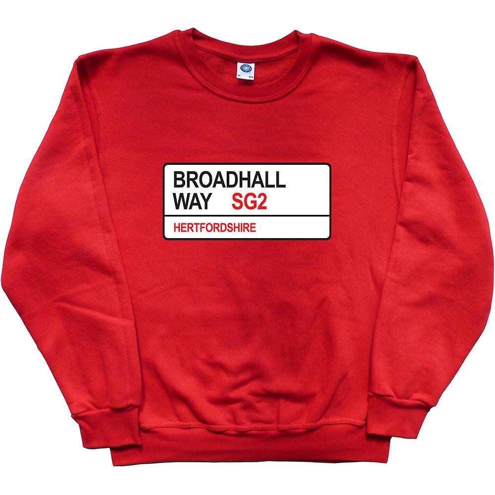 Stevenage FC: Broadhall Way SG2 Road Sign Red Sweatshirt | Fruugo UK