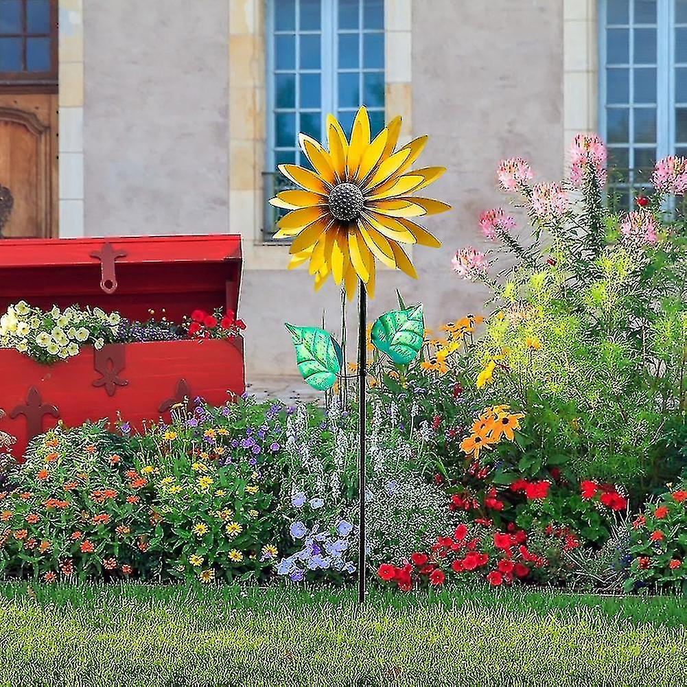 Sunflower Windmill Metal Rotating Sunflower Wind Spinner With Stake ...