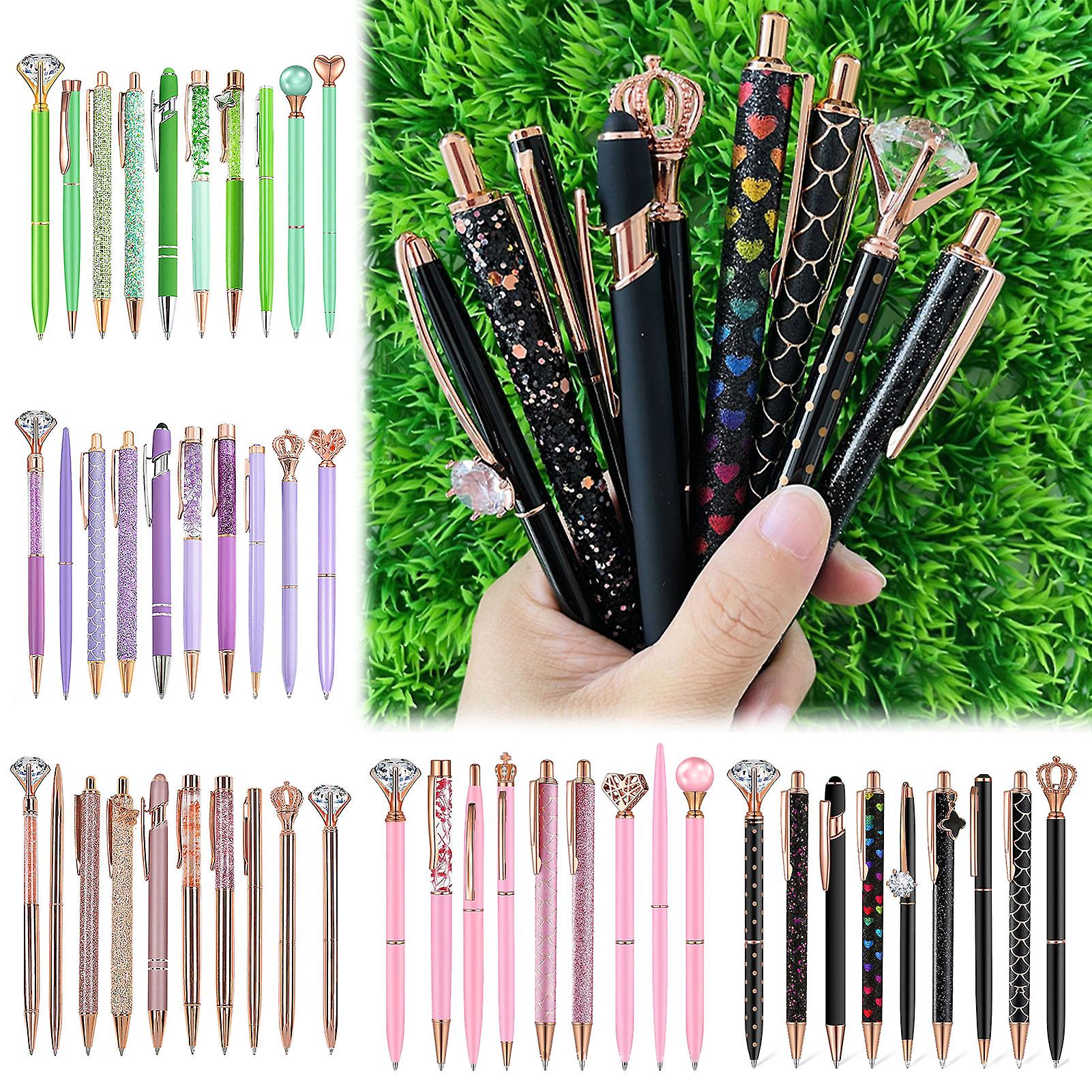 10PCS Rhinestone Stylus Ballpoint Pen Easy Carrying Smoothly Ink ...