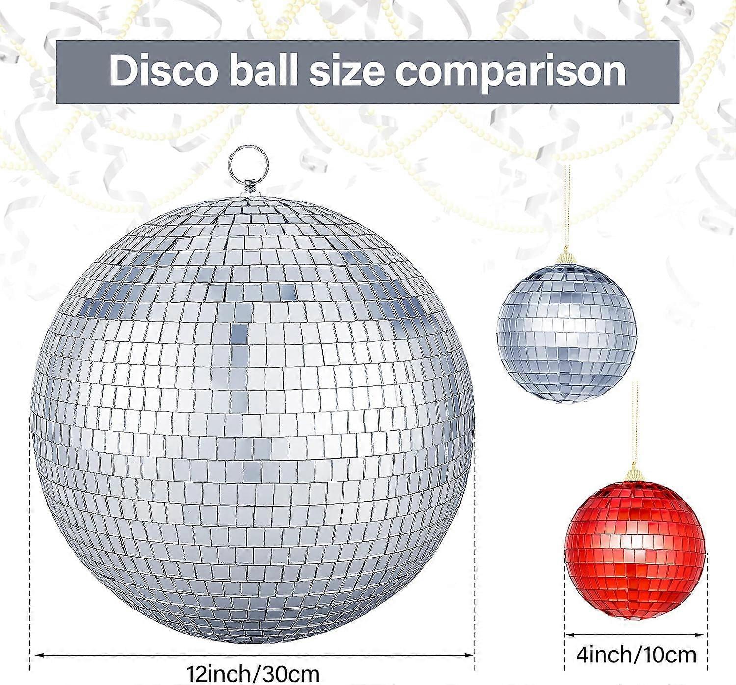 12 Inch Mirror Disco Ball Cool and Fun Silver Hanging Party Disco Ball ...