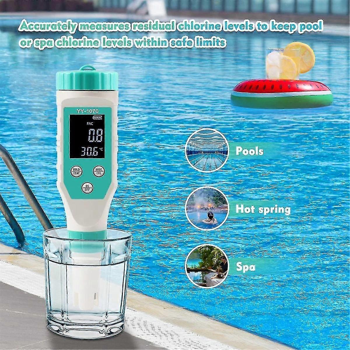 2024 7 in 1 PH/Free Chlorine/ORP/EC/TDS/Salt/Temp PH Meter Swimming ...