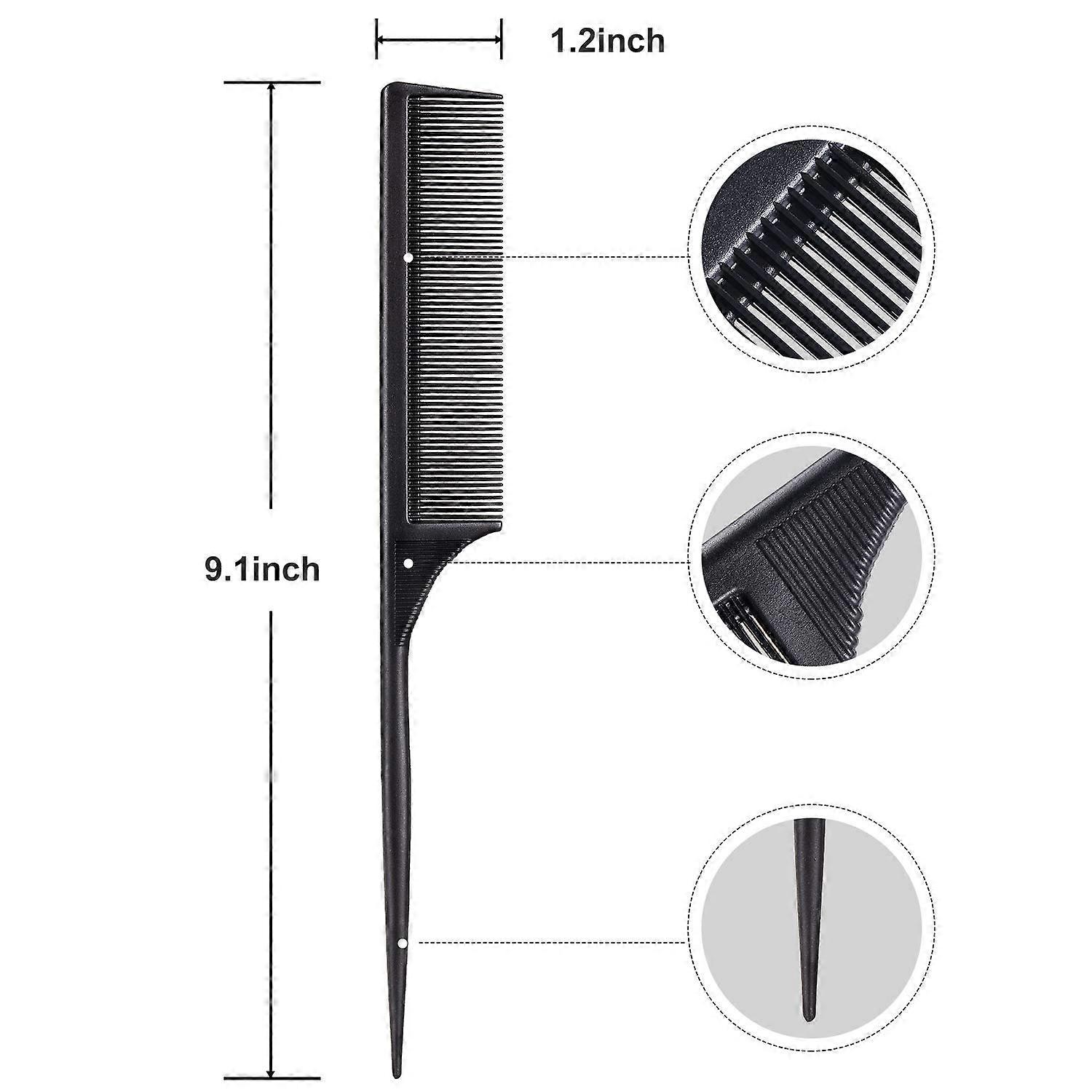 2 Pieces Rat Tail Fine Tooth Comb Carbon Fiber Teasing Styling Comb ...