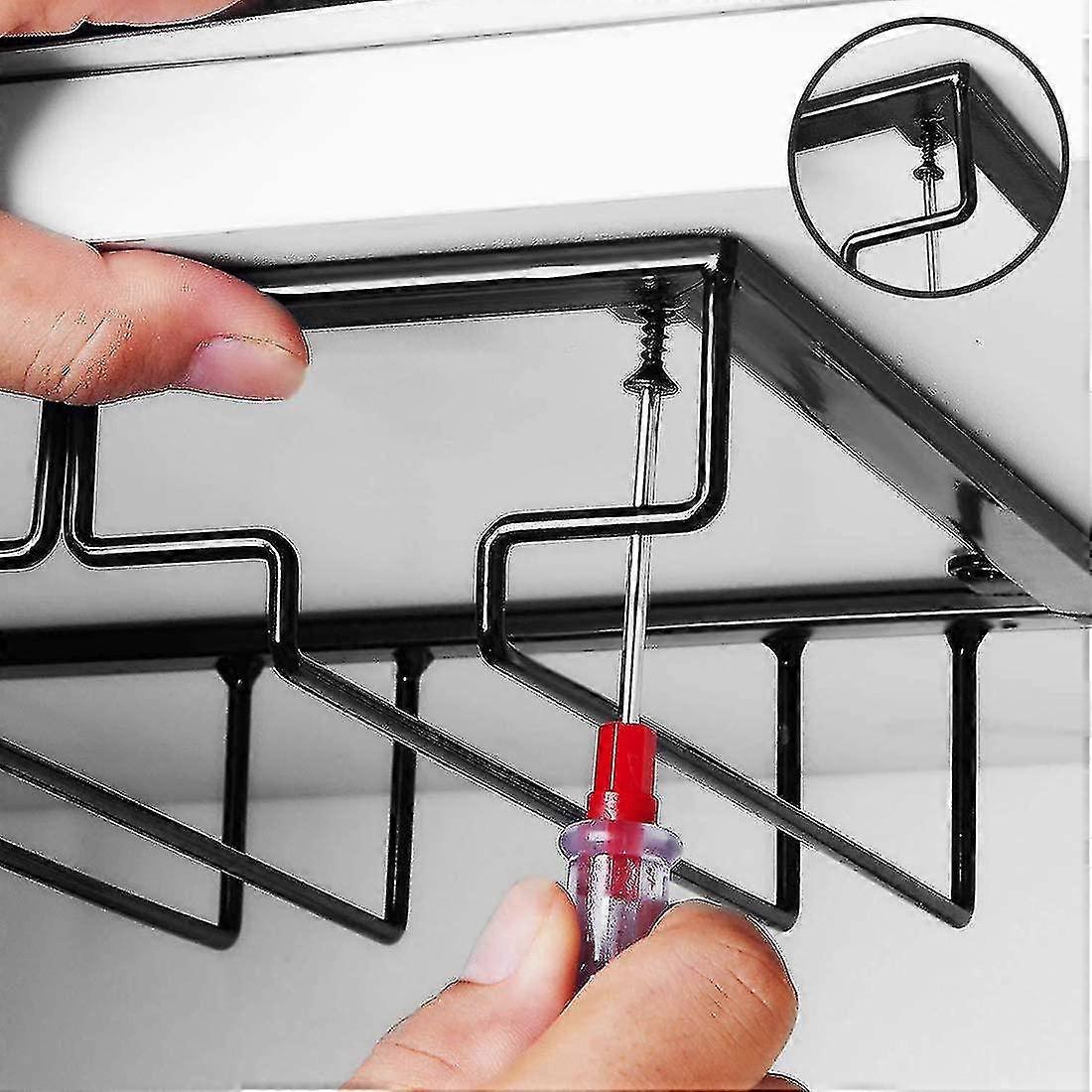 Hanging Glass Rack - Wine Glass Rack With 6 Rails For 12-18 Glasses, 60 ...