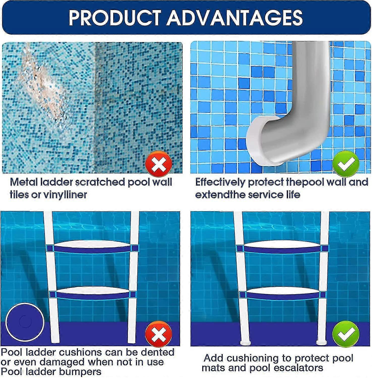 2pcs Pool Ladder Bumpers For Inground Pool, White Rubber Inground Pool ...