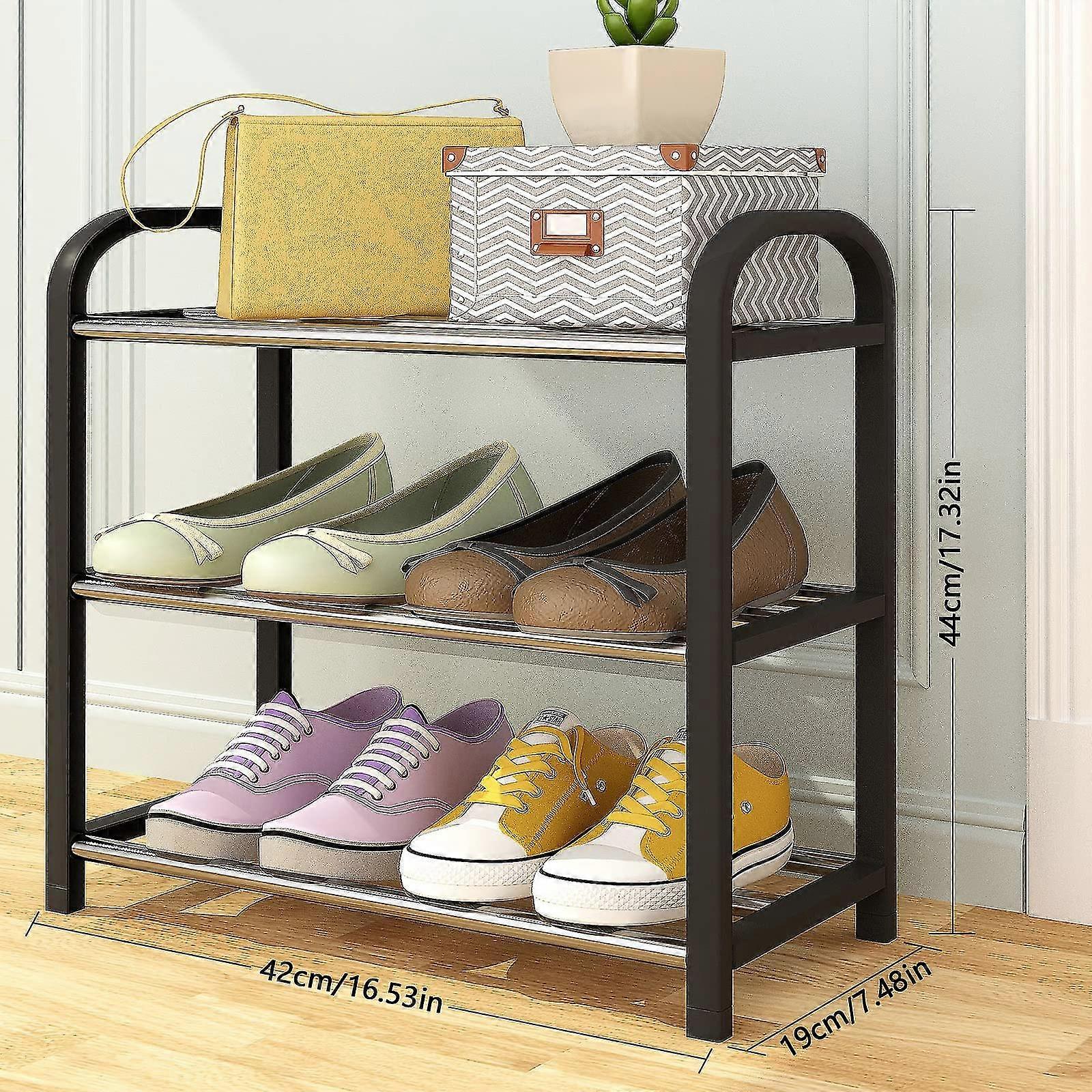 Small Shoe Rack, 3-Tier Shoe Rack Multifunctional Lightweight Organizer ...