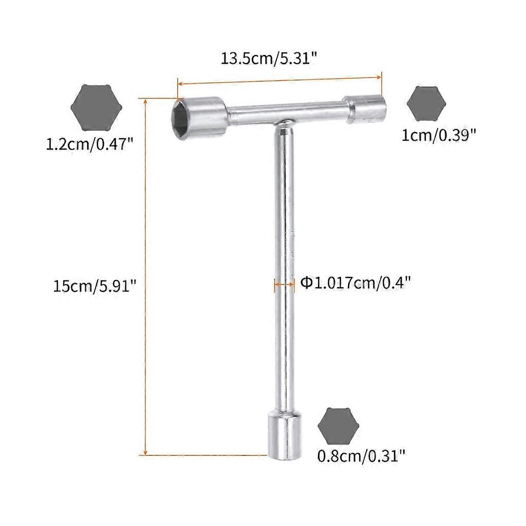 Portable Socket Wrench with 3-way T-shaped Socket Hex Wrench 8mm, 10mm ...