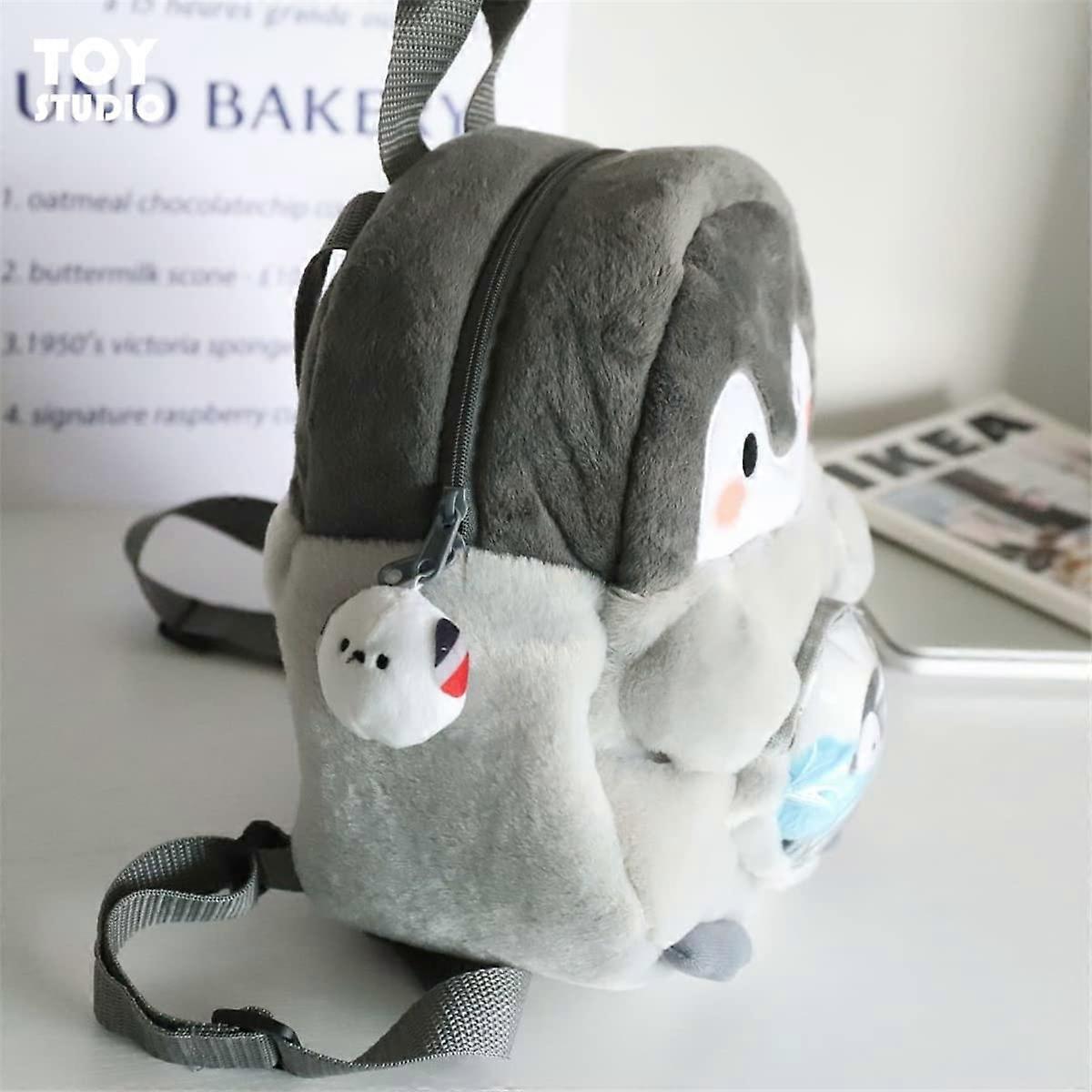 Cute Penguin Fluffy Backpack for Girls, Fluff Backpack Penguin Plush ...