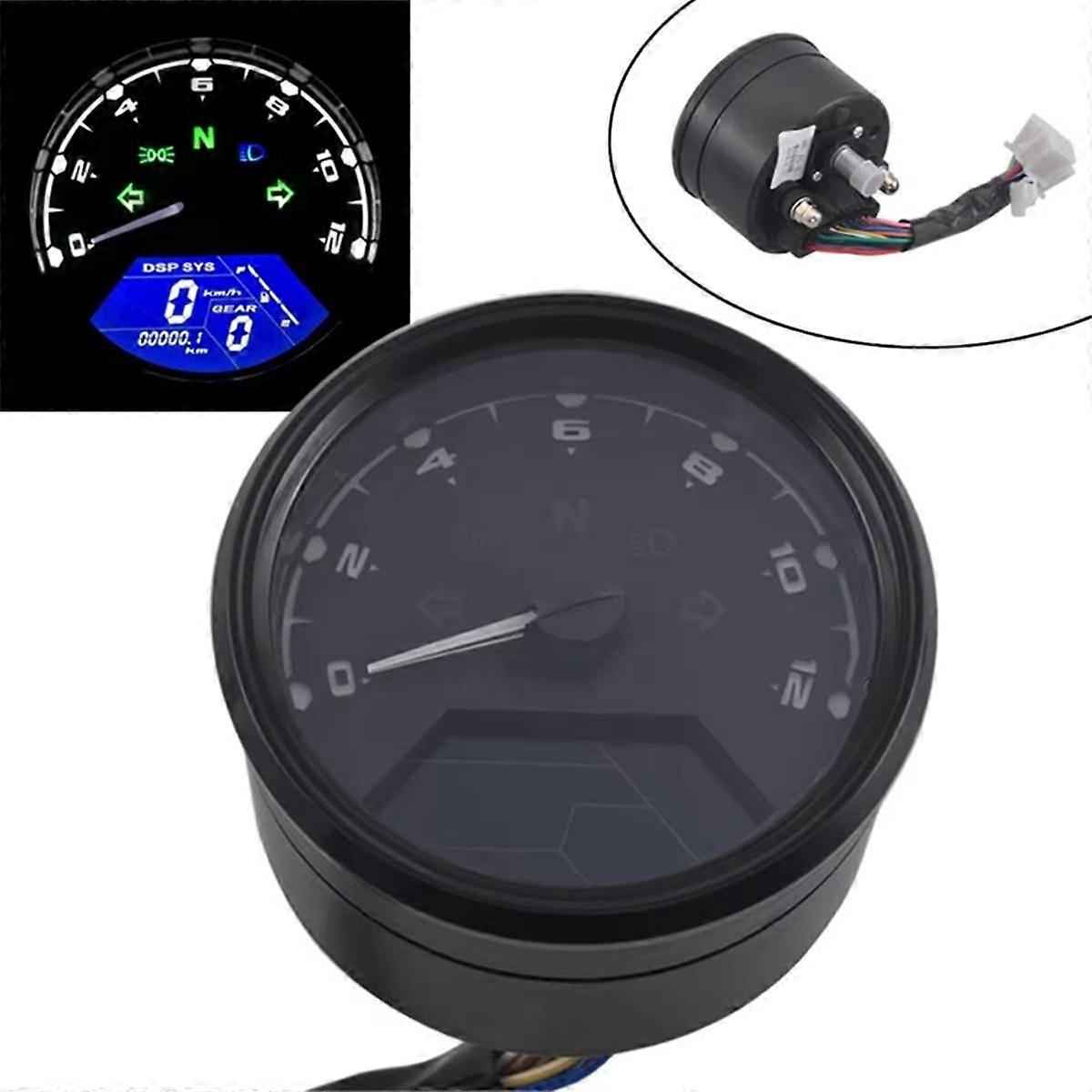 Motorcycle Universal LCD Digital Tachometer Speedometer Odometer ...