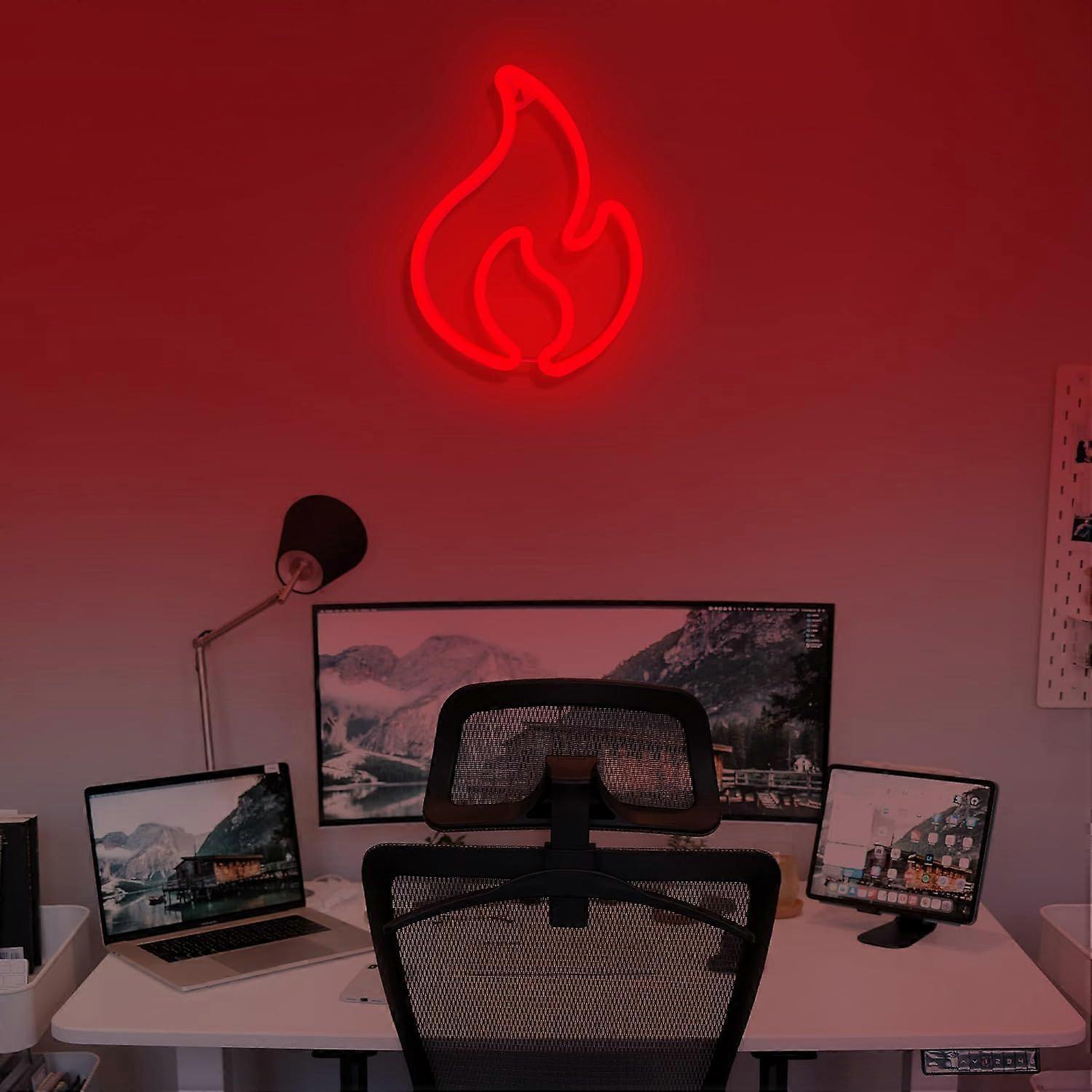 Hanging Flame Shaped Light, USB or Battery Powered Fire Neon Sign for ...