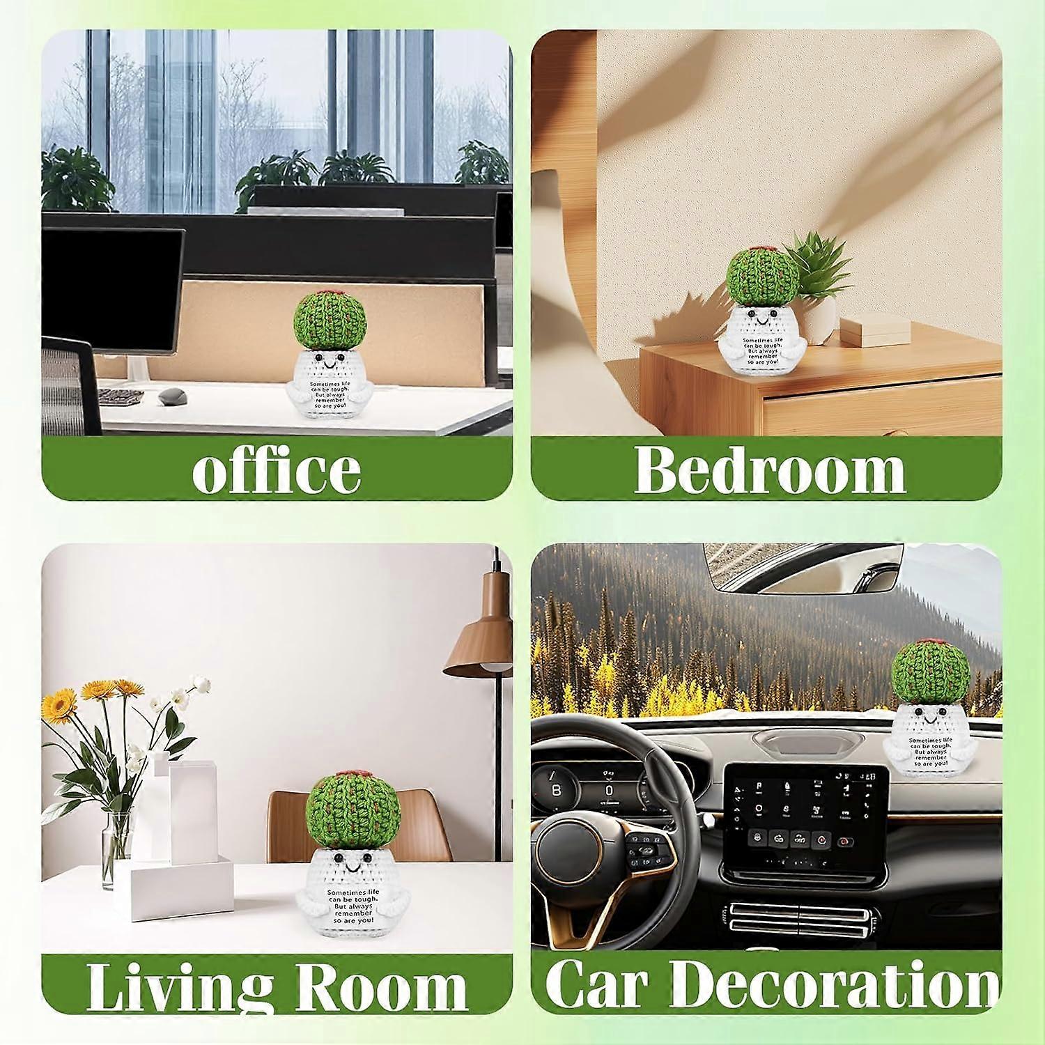 Crochet Cactus Emotional Support Plant with Encouraging Card - Cheer-Up ...