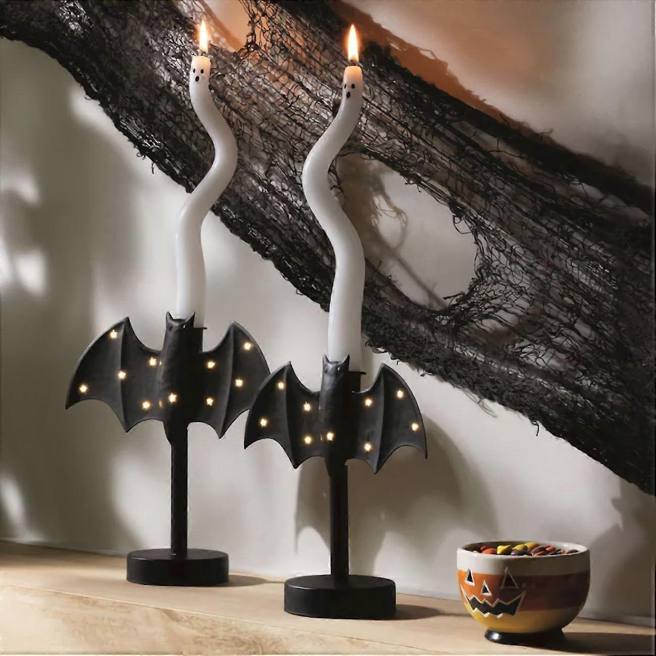 Twinkle Bat Candlestick, LED Candle Holder, Spooky Bat Design with ...