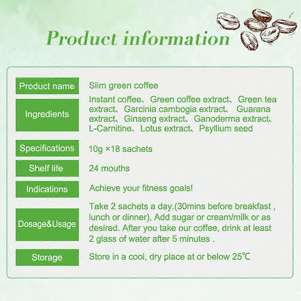 1-3X 18 Teabags Slim Green Coffee with Ganoderma Control Weight Weight ...