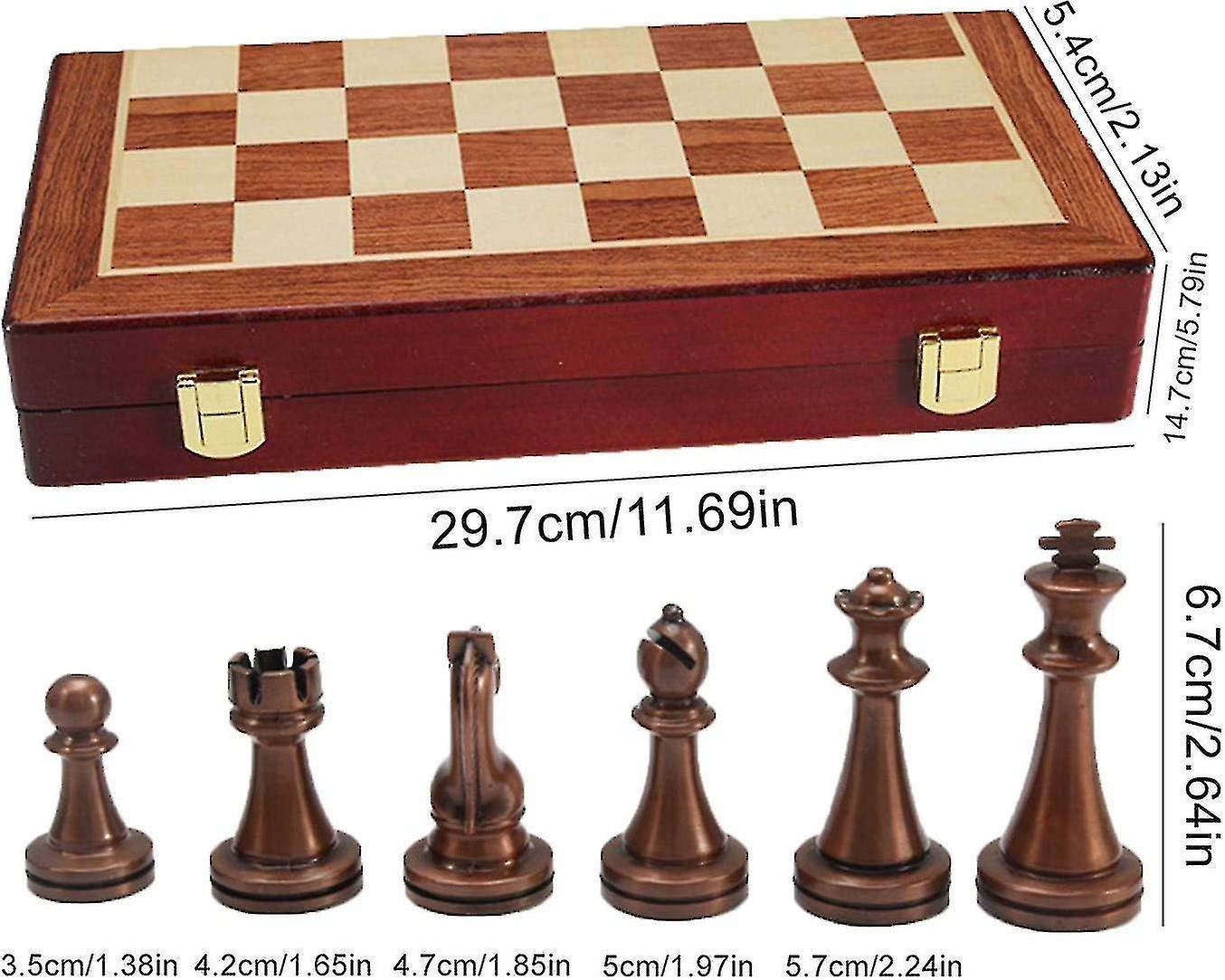 Deluxe Chess Set For Adults, Large Metal Bronze Chess Pieces Set ...