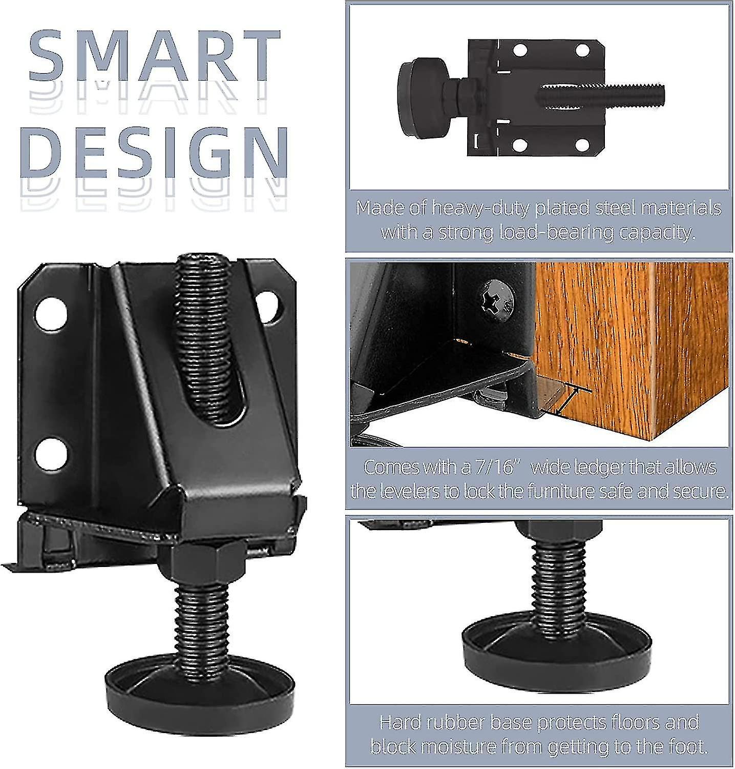 Adjustable Leg Leveler, 4 Pack Leveling Feet Heavy Duty Leg Levelers ...