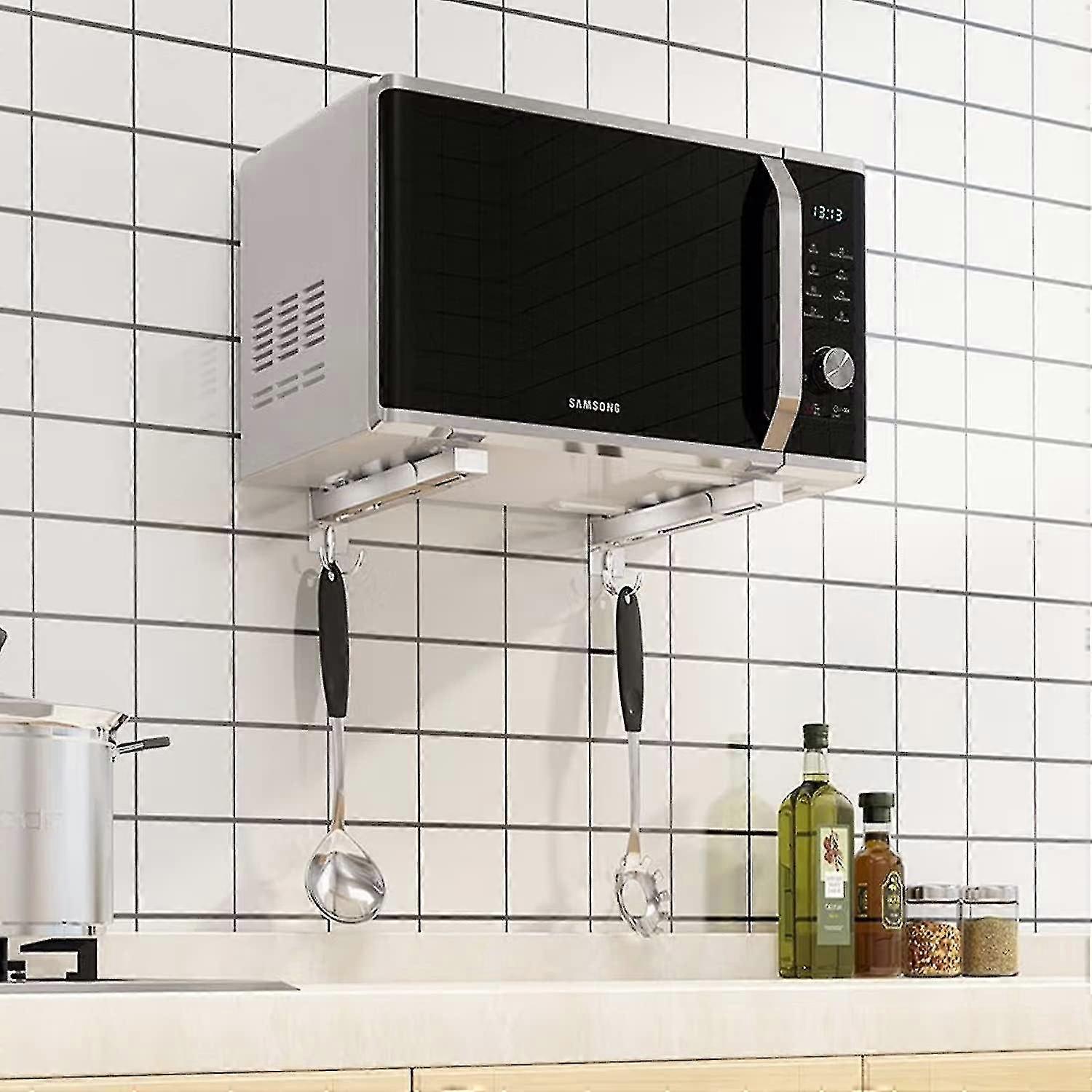 Microwave Wall Bracket, 304 Stainless Steel, With Hook, Foldable And ...