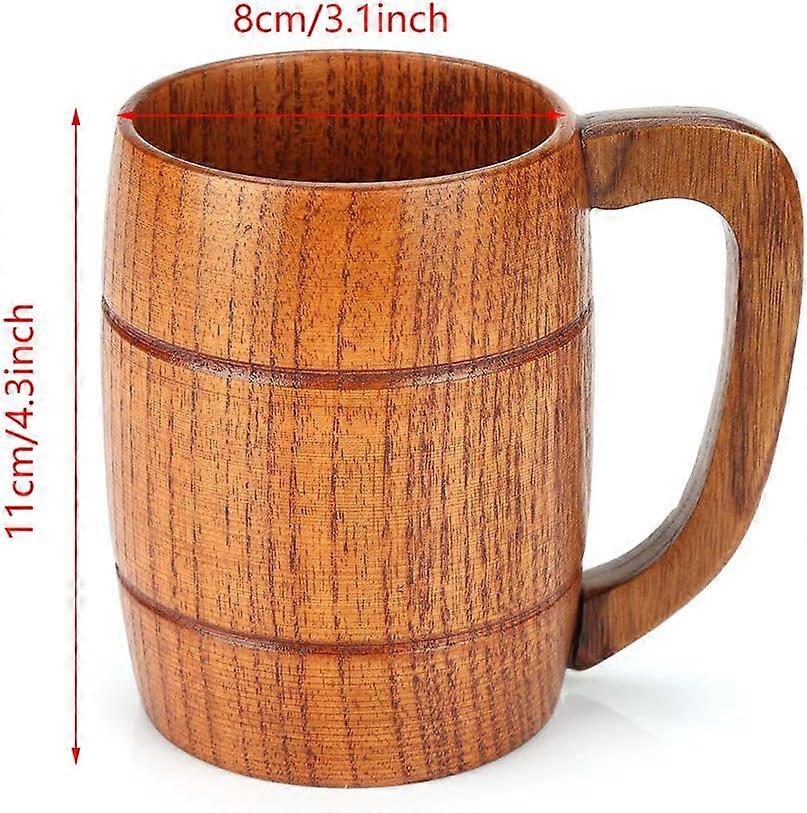 Handmade wooden barrel-shaped beer mugs, classical wooden wine mugs ...