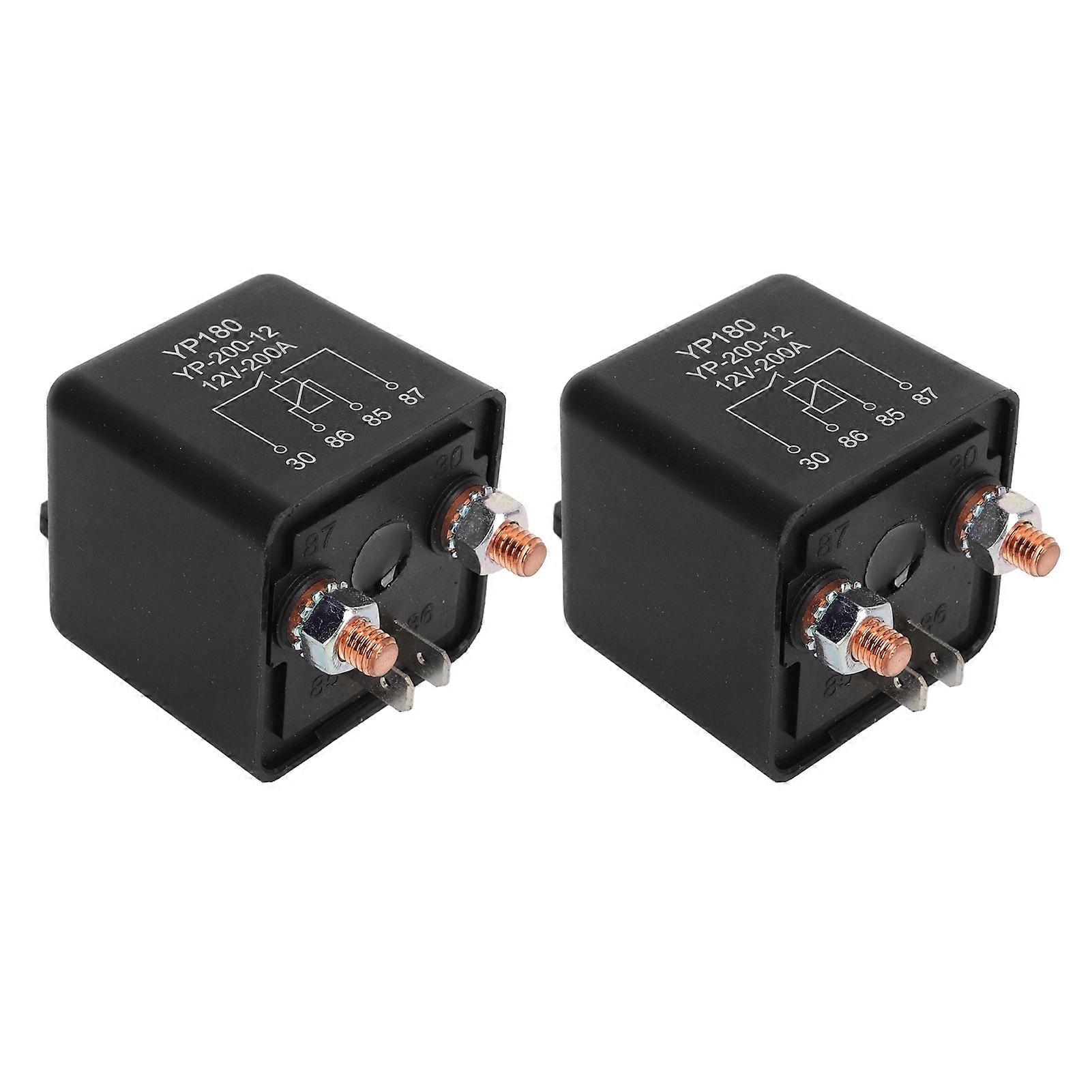 2 Sets 12V Starter Relay Switch 4Pin 200A SPST Heavy Duty Relay ...