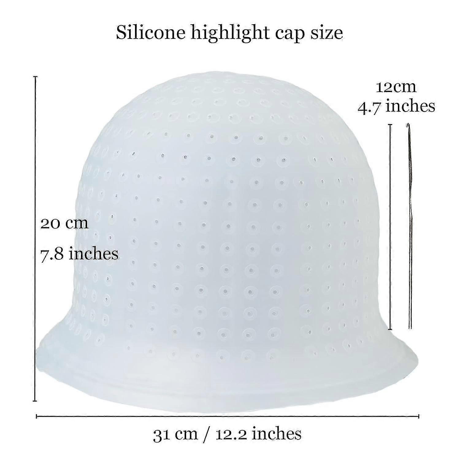 Punched Silicone Highlight Hair Cap With Needle Professional Reusable ...