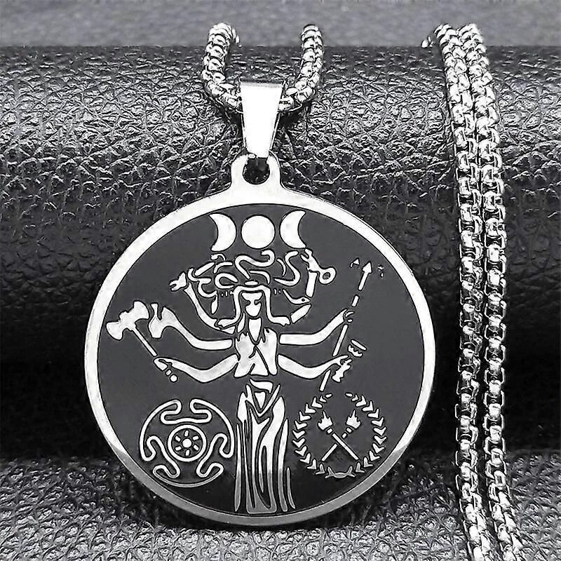 Witch Triple Moon Goddess Hecate Necklace for Women Men Stainless Steel ...