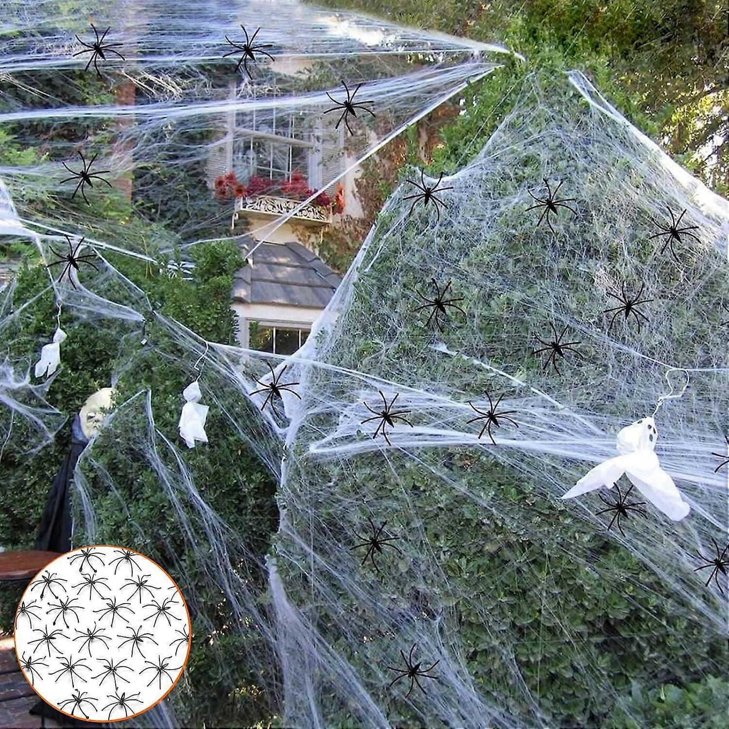1200sqft Spider Web Halloween Decorations Outdoor, Stretchy Spider ...