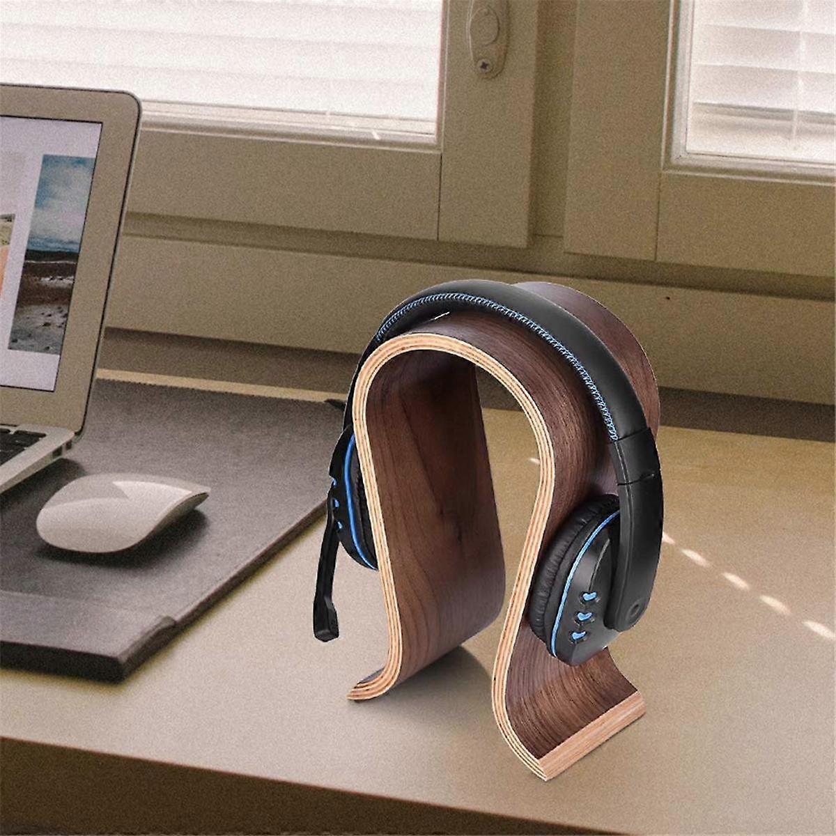U Shape Headset Stand, Wooden Headphones Headset Holder Hanger Desk ...