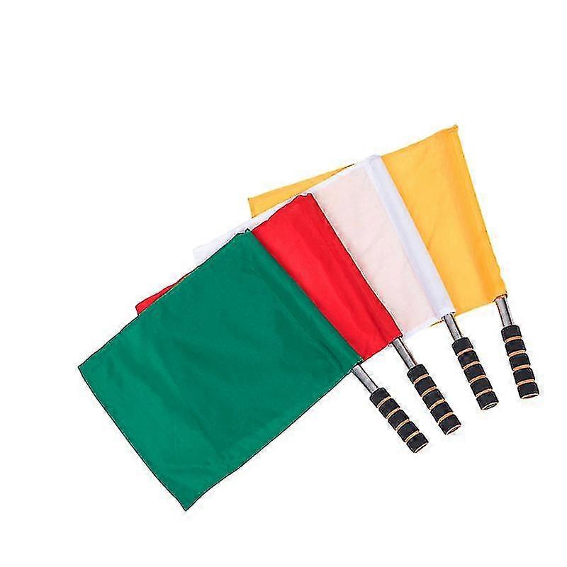 4pcs Hand Signal Flags Match Referee Flag Stainless Steel Pole Command ...