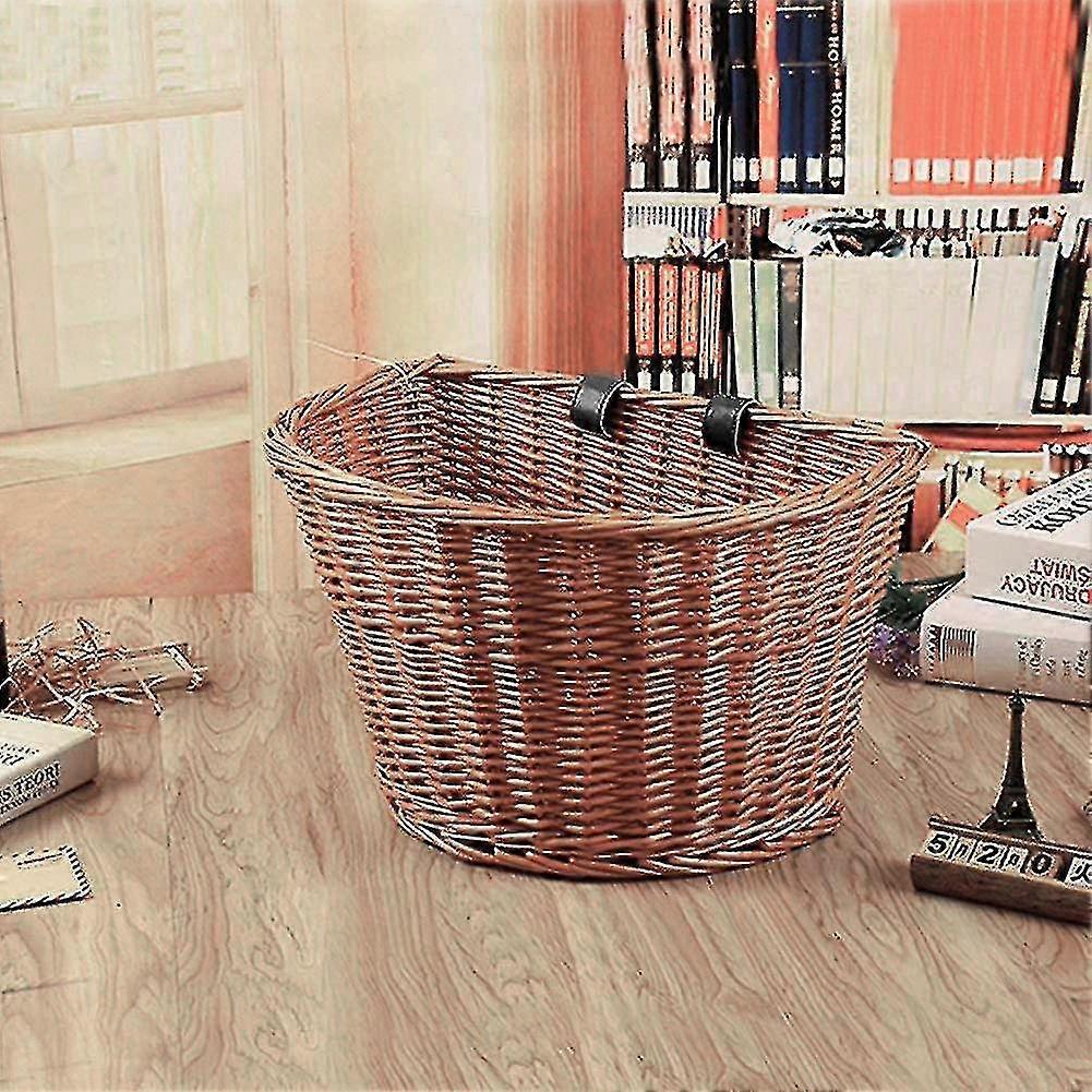 Wicker D-shaped Bike Basket Portable Hand-woven Shopping Basket Folk ...