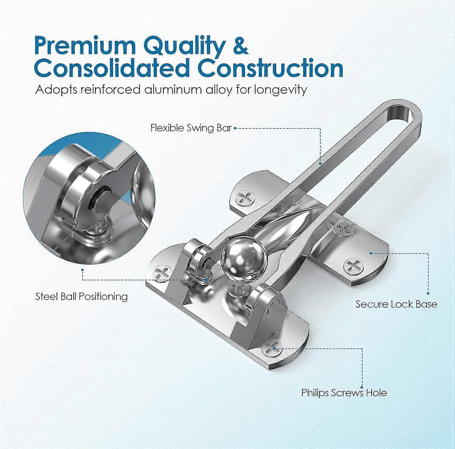 2 Pack Home High Security Door Locks, Safety Door Lock Latch Inside for ...