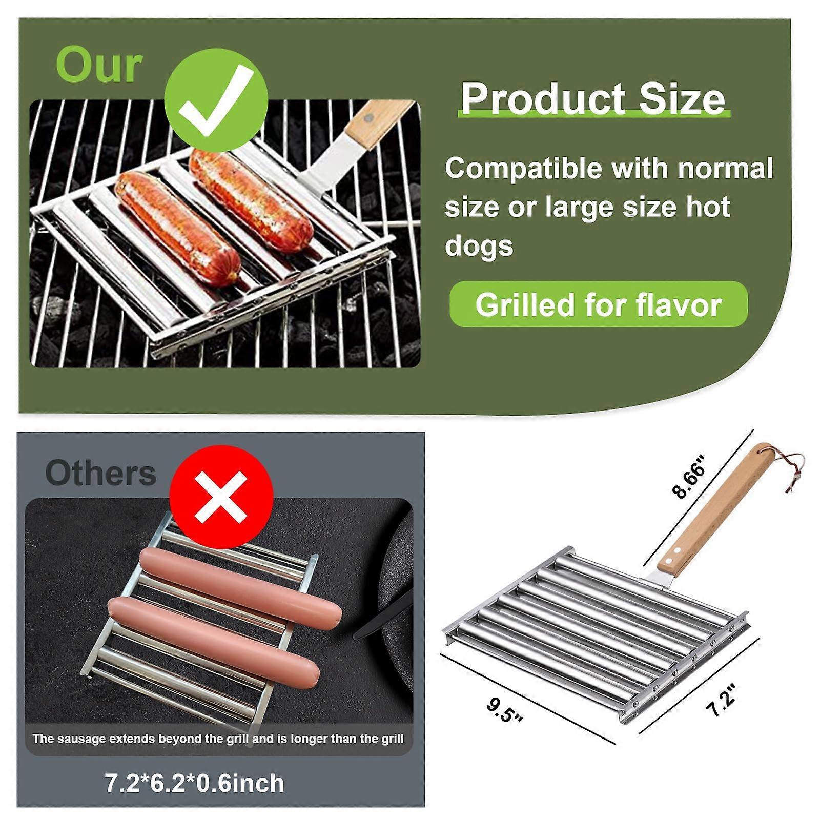 Long Hot Dog Roller for bbq Grill, Evenly Cook Sausage Roller Rack ...