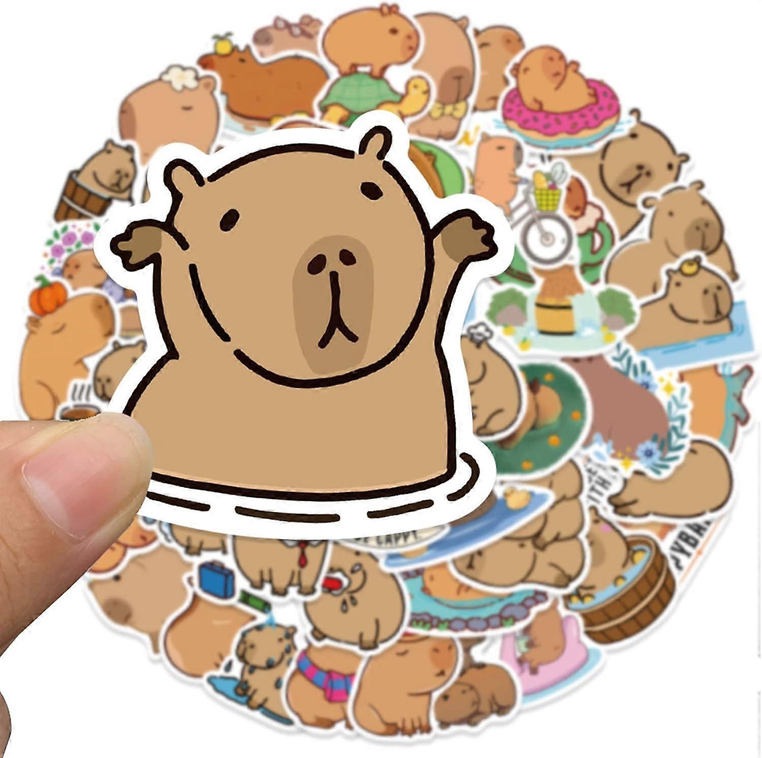 100Pcs Capybara Sticker Waterproof PVC Cartoon Animal Sticker Set Cute ...
