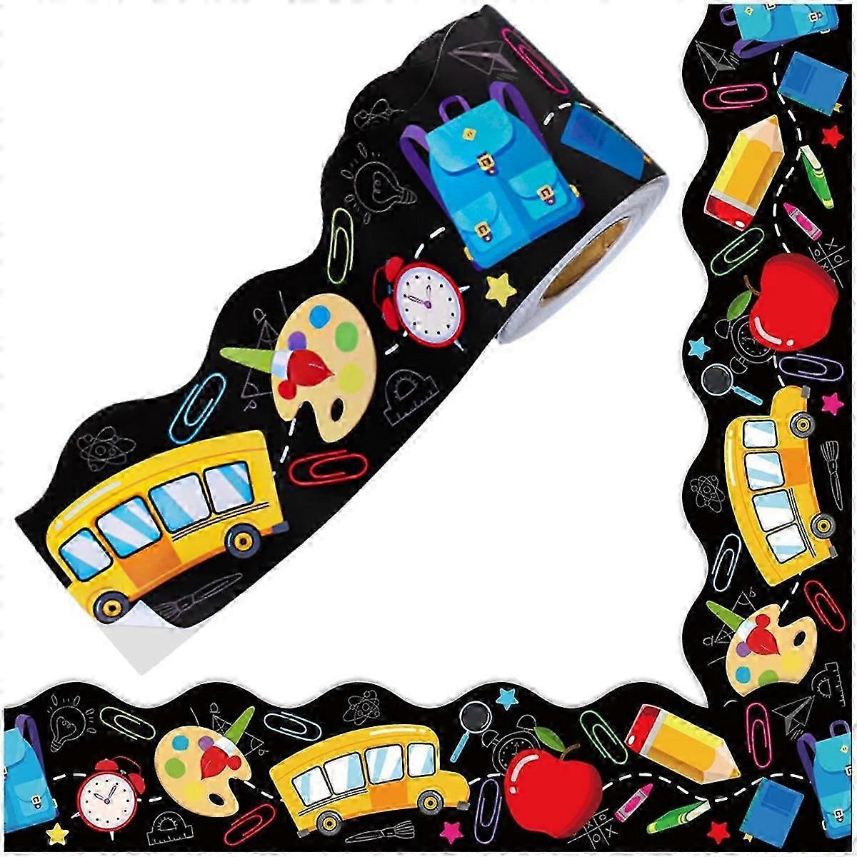 Back To School Bulletin Board Border Self Adhesive Scalloped Trim ...