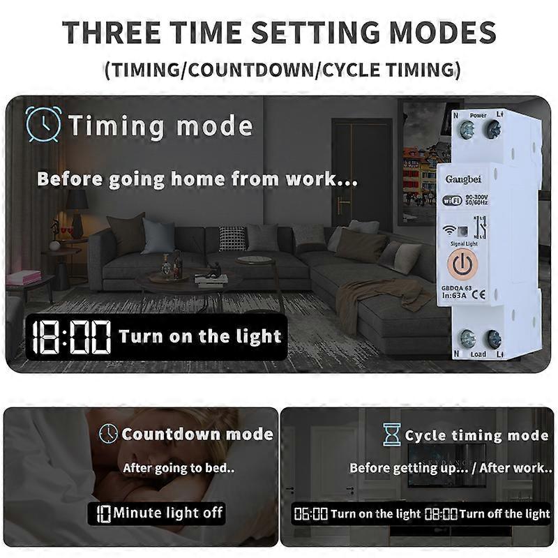 TUYA WIFI Smart Circuit Breaker With Metering 63A Wireless Remote ...