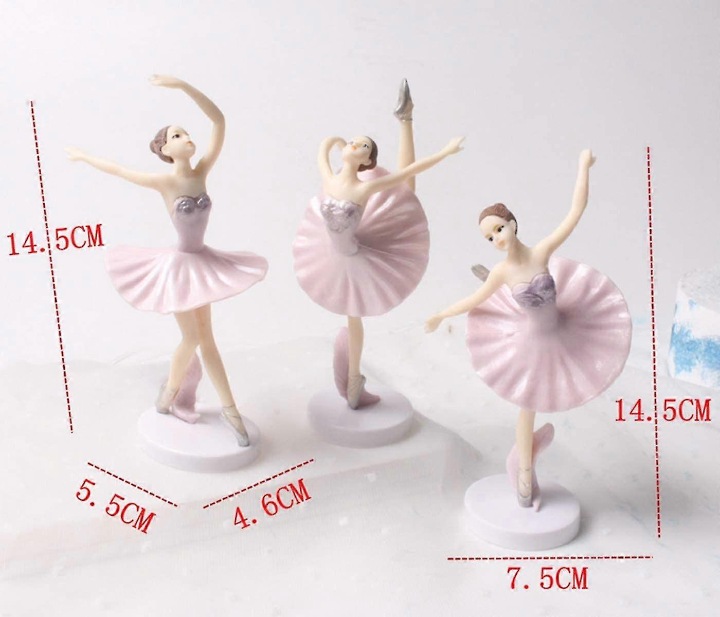 3 Pcs Pink Dancing Ballerina Girl Figurine, Miniature Ballerina Girl ...