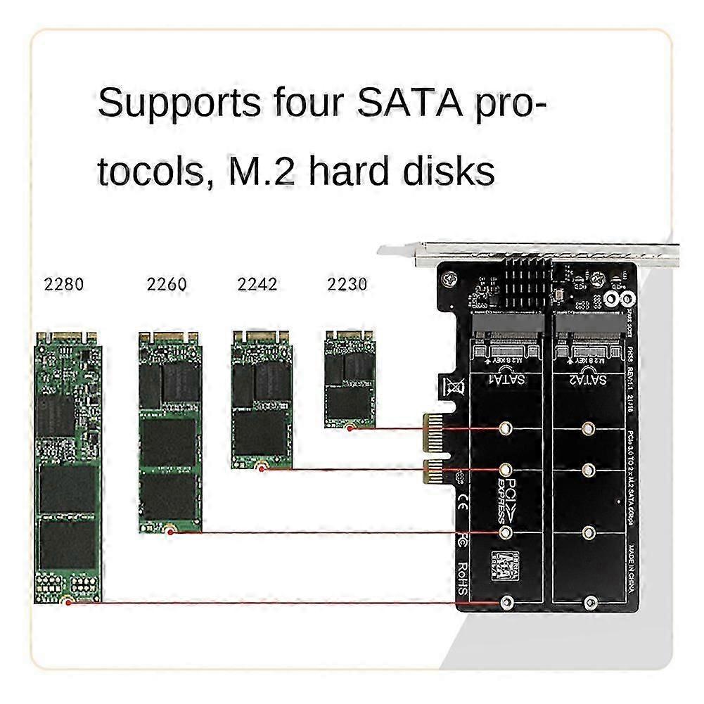 PH58 2 X M2 SATA to PCIE Adapter Card Double Disc Display Card RAID ...