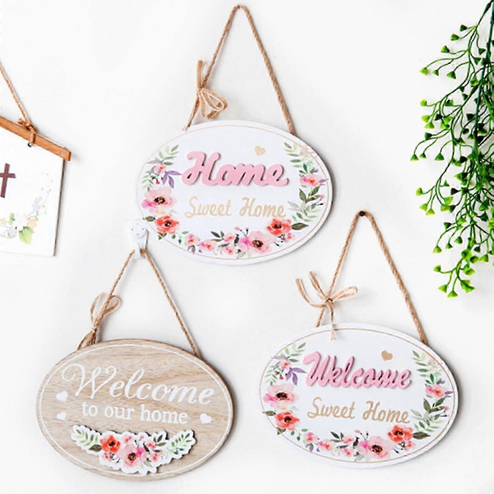 Home Sweet Home Welcome Sign for Farmhouse Rustic Wooden Door Hanger ...