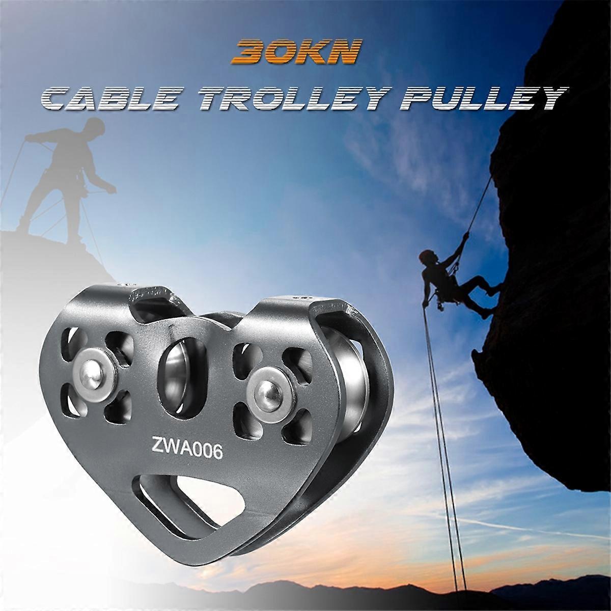 30kN Cable Trolley Pulley with Ball Bearing Climbing Caving Black ...