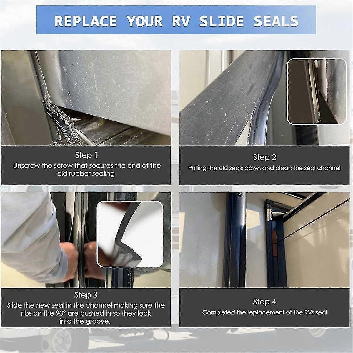 RV Slide Out Seal-1-1/2 Inch Slide-Out Wiper Seal (Clip-on)Rubber Seal ...