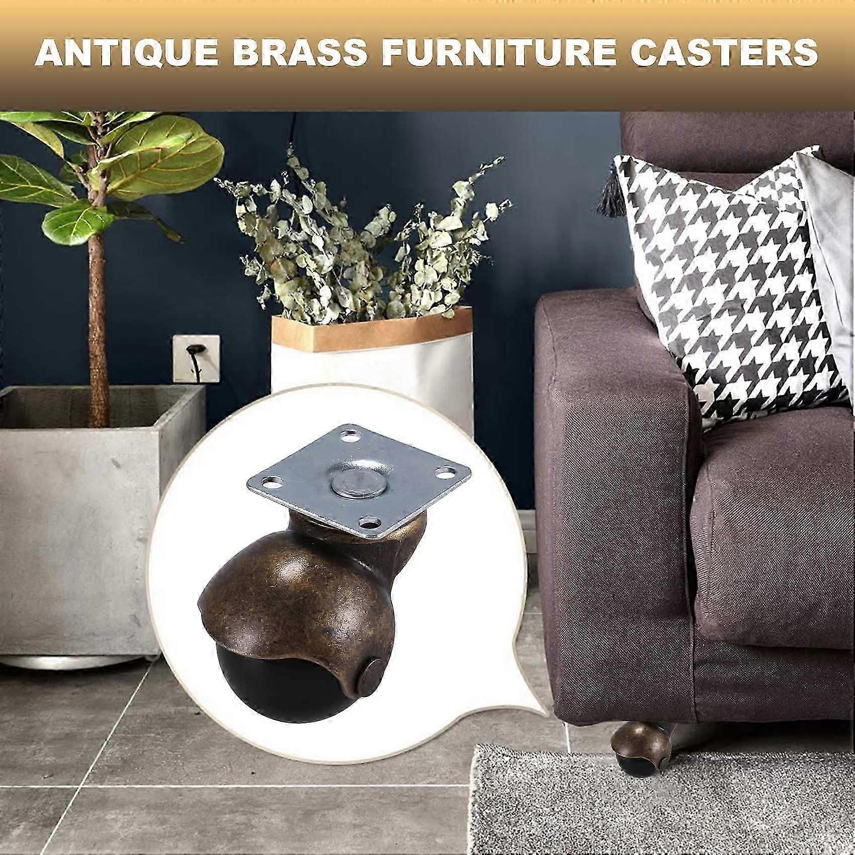 [4 Pack] Antique Bronze Swivel Top Plate Wheels, 1.5-inch No Brake ...