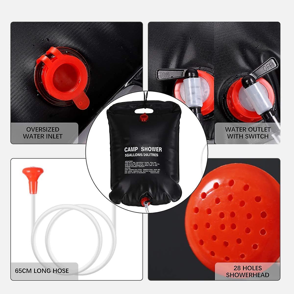 20L Camping Solar Shower Bag Portable Solar Heated Travel Hot Water ...