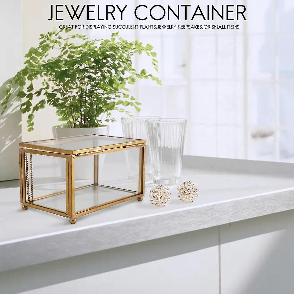Geometric Glass Style Jewelry Box Table Container Compatible Displaying ...