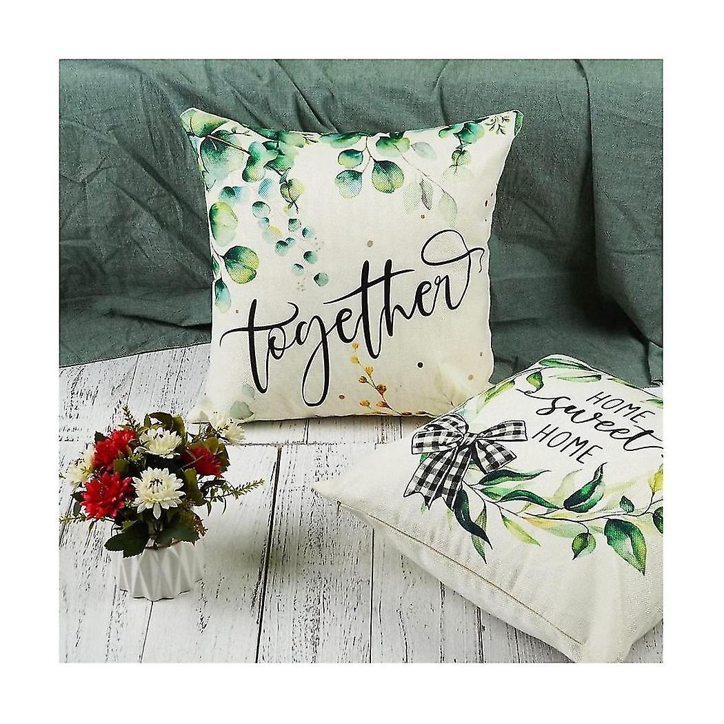Spring Pillow Covers 18x18 4 Spring Decorations Eucalyptus Leaves ...