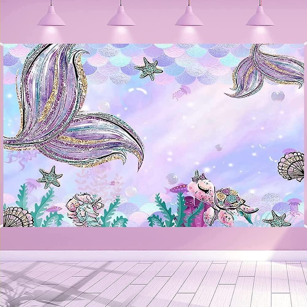 Mermaid Backdrop Banner Under The Sea Mermaid Birthday Party ...