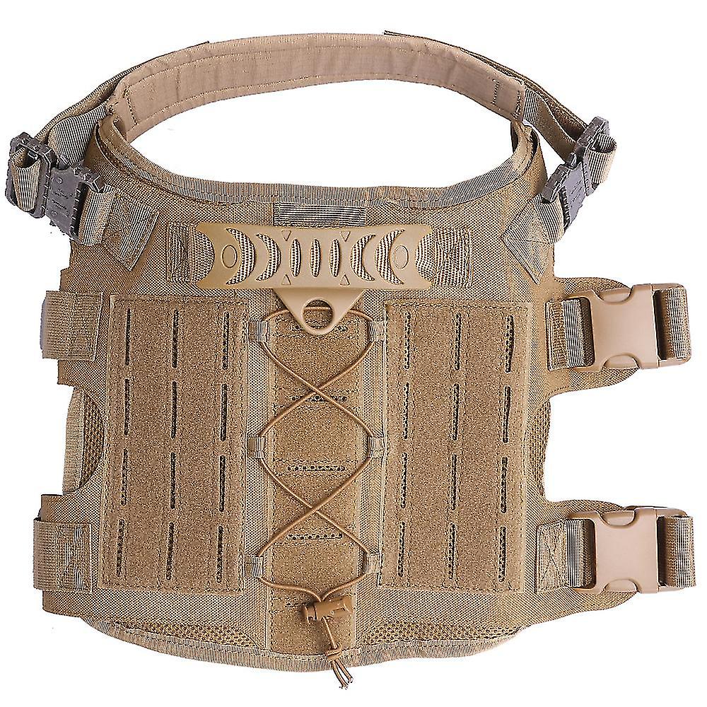 L brown tactical dog backpack pet tactical vest detachable pouches ...